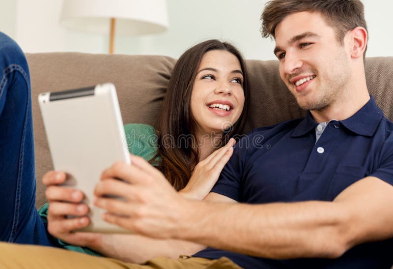 Watching Something On A Tablet - Stock Image - Everypixel