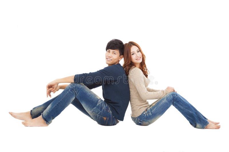 Young Couple Sitting Together Stock Image - Image of emotions, girl ...
