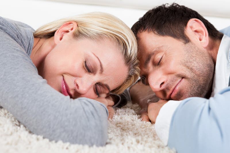 Young Couple Sleeping at Home Stock Image - Image of beauty, indoor ...