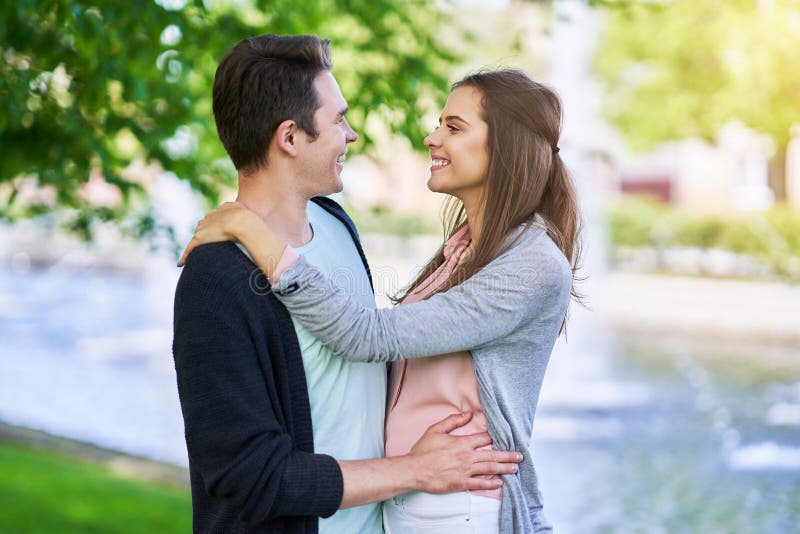 Young Couple Strolling in the Park Stock Image - Image of female ...