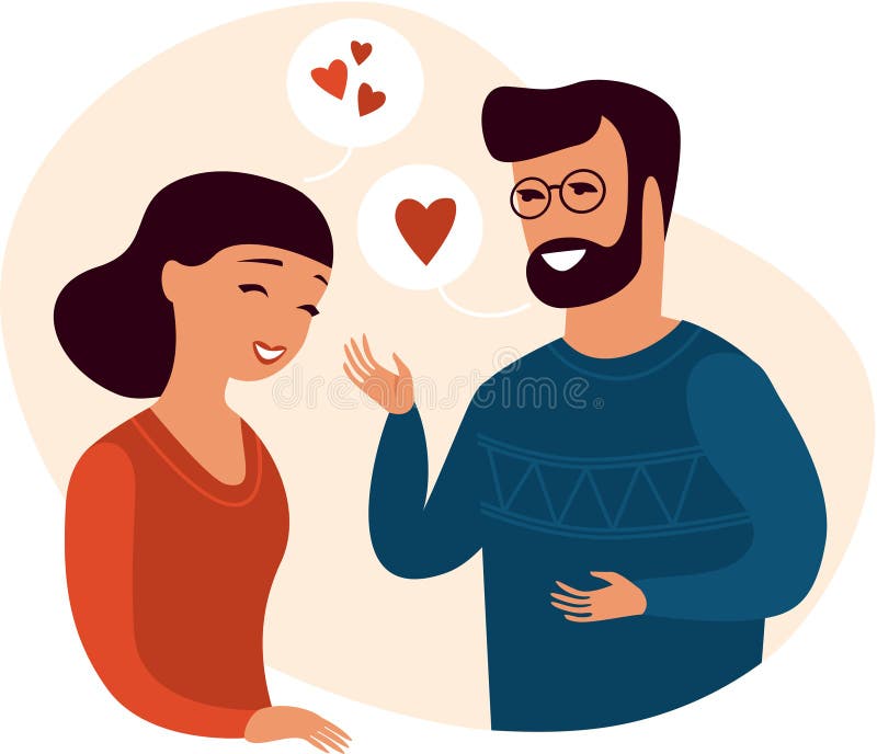Young Couple Talking about Love Stock Vector - Illustration of couple ...