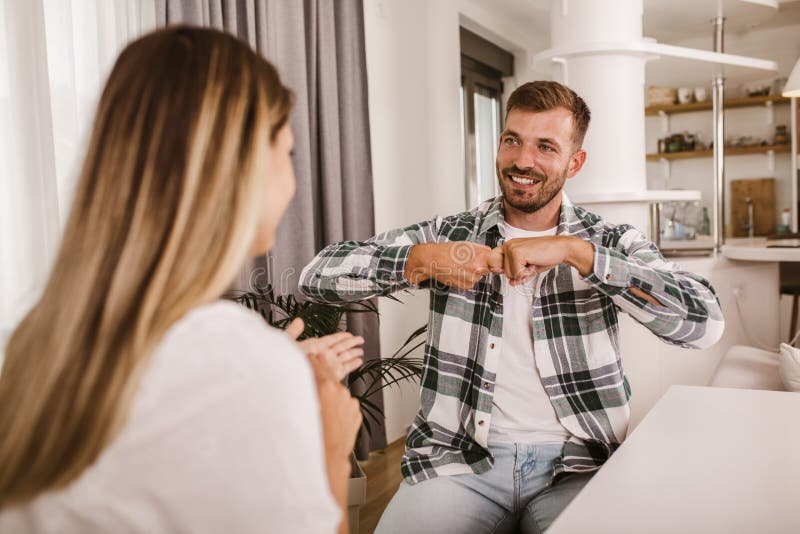 Couple Talking Using Sign Language at Home Stock Photo - Image of ...