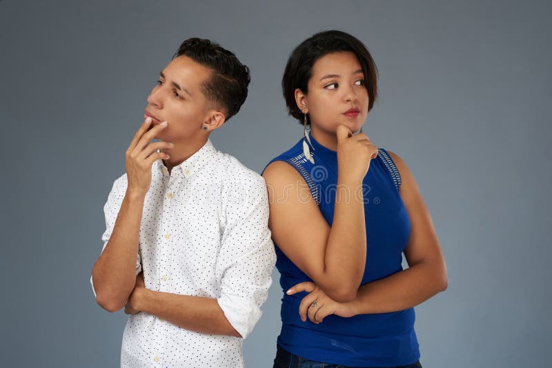 Young Couple Thinking On Problem Stock Photo - Image of doubt ...