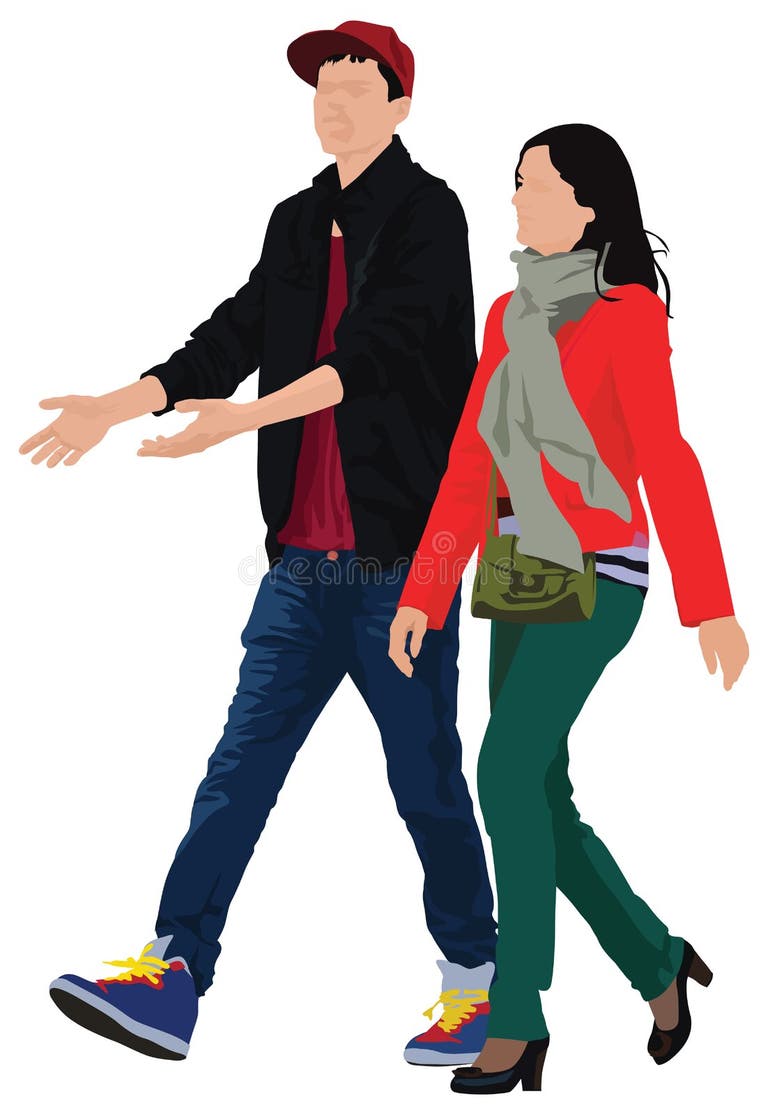 Couple Walking Drawing Stock Illustrations – 4,163 Couple Walking ...