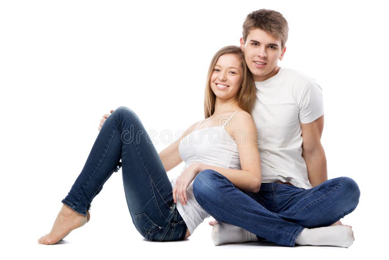 Young Couple on White Background Stock Photo - Image of girlfriend ...