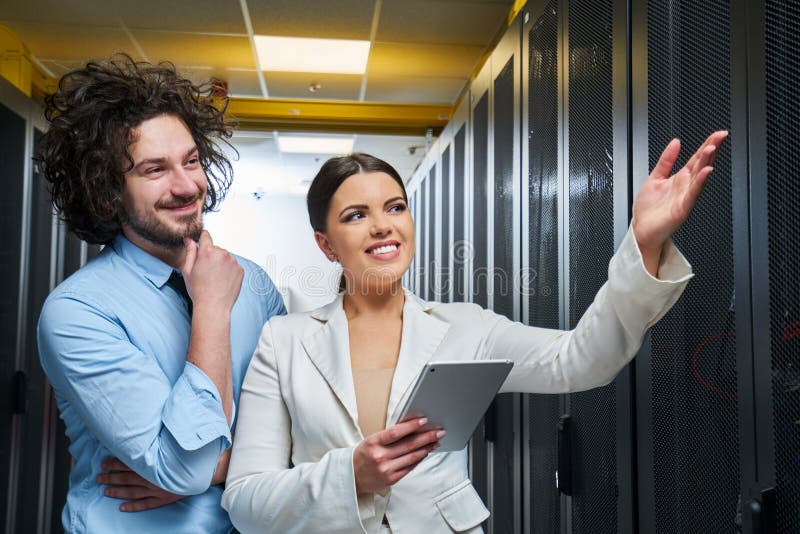 Young Couple Working at a Data Center Stock Photo - Image of caucasian ...