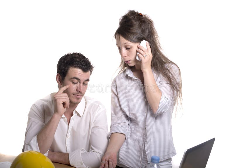 Young Couple Working in Technical Service Stock Image - Image of ...