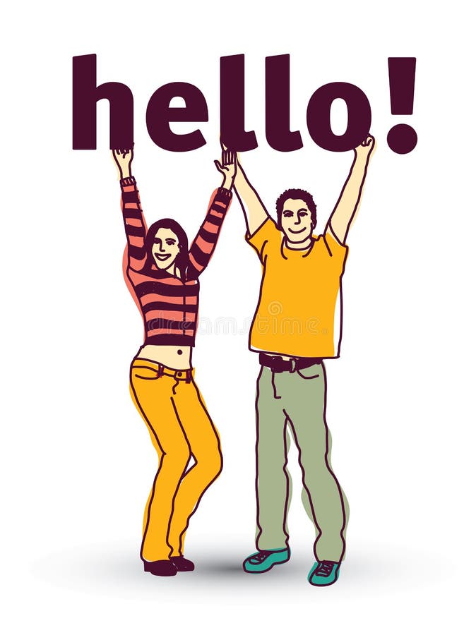 Sign Hello Indicates How are You and Greetings Stock Illustration ...