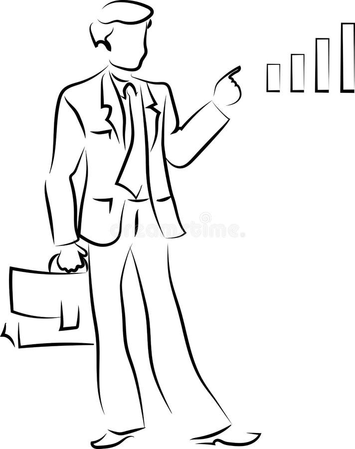 A Young and Creative Businessman Shows Profit Growth on the Diagram ...