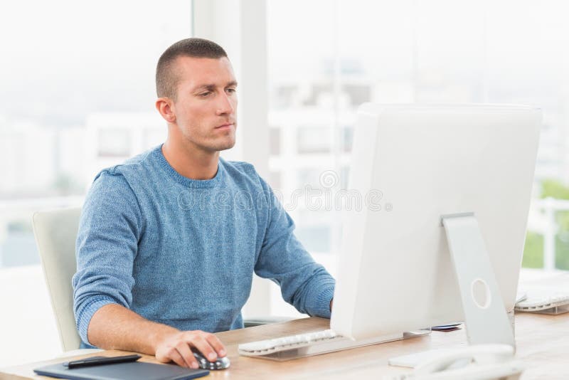 Young Creative Businessman Working on the Computer Stock Photo - Image ...