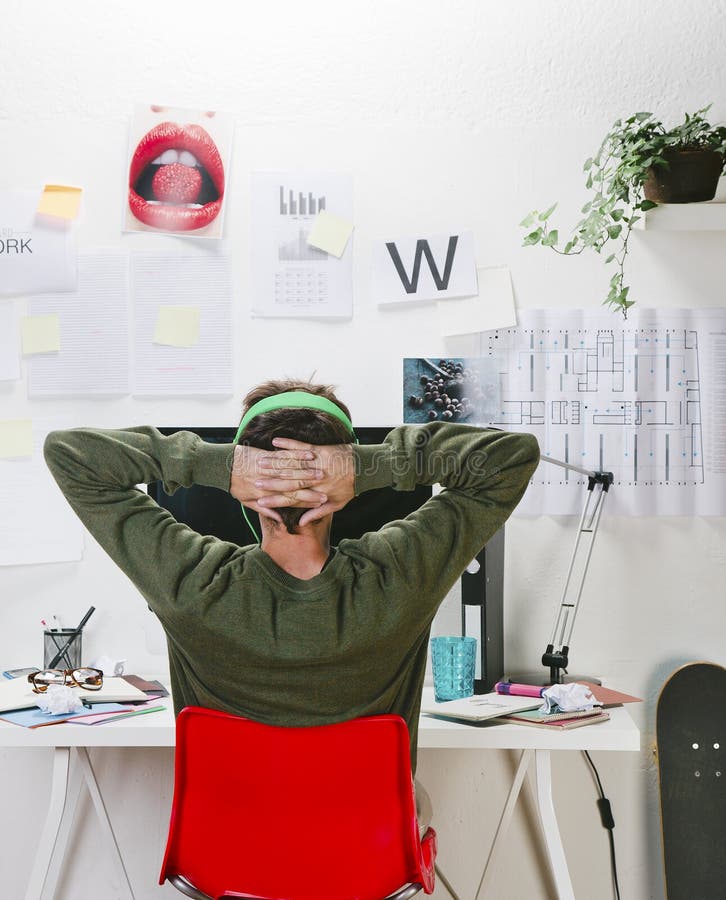 Young Creative Designer Man Working at Office. Stock Image - Image of ...