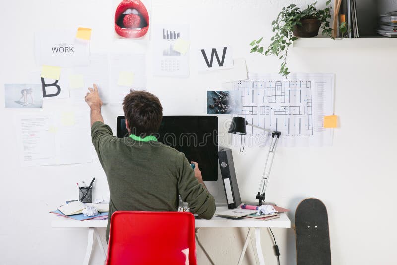 Young Creative Designer Man Working at Office. Stock Photo - Image of ...