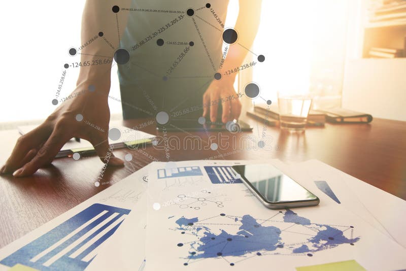 Young Creative Designer Man Working at Office and Social Network Stock ...