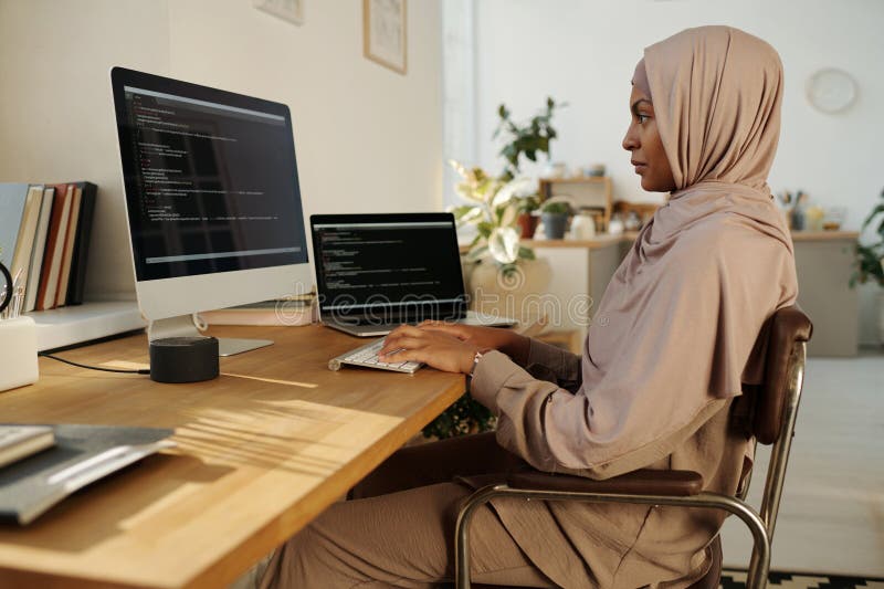 Young Creative Female Webdesigner Typing on Computer Keyboard Stock ...