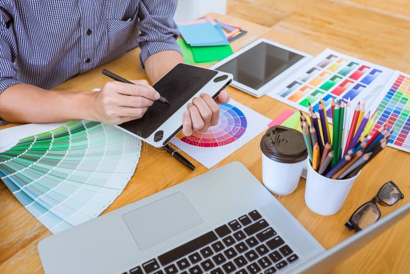 Young Creative Graphic Designer Working on Project Architectural ...