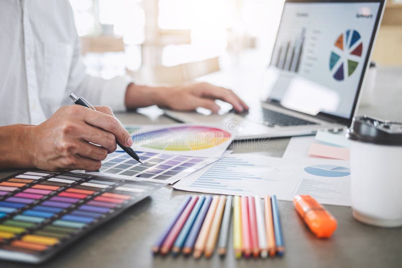 Young Creative Graphic Designer Working on Project Architectural ...