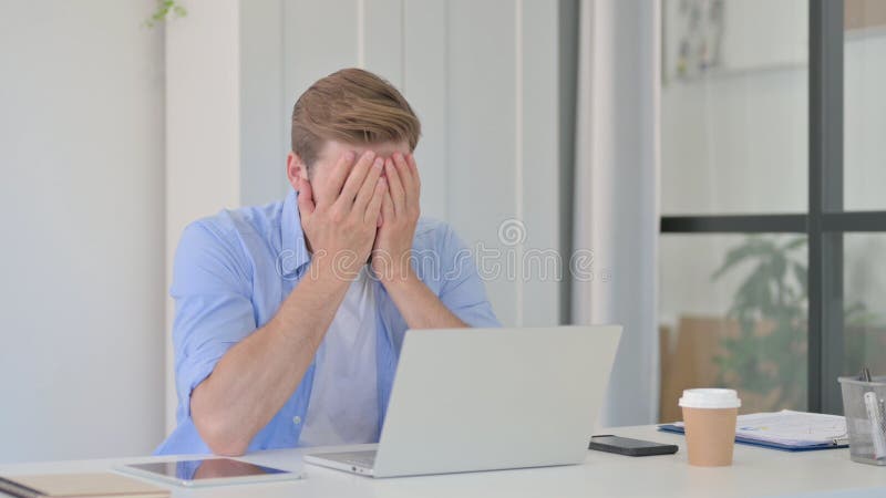 Young Man with Laptop Having Loss, Failure Stock Image - Image of ...