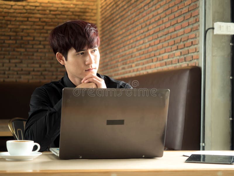 Young Creative Man Thinking Ideas Strategy Working Concept Stock Photo ...