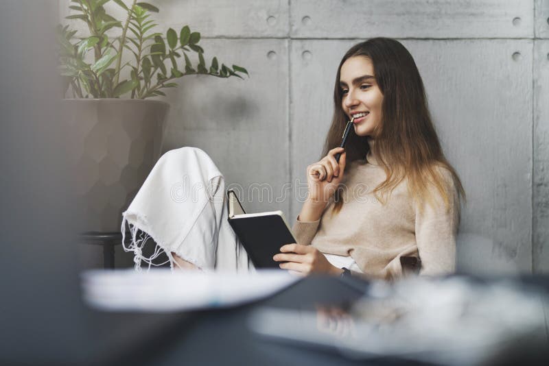 Young Creative Manager Working on New Interesting Projects. Female ...