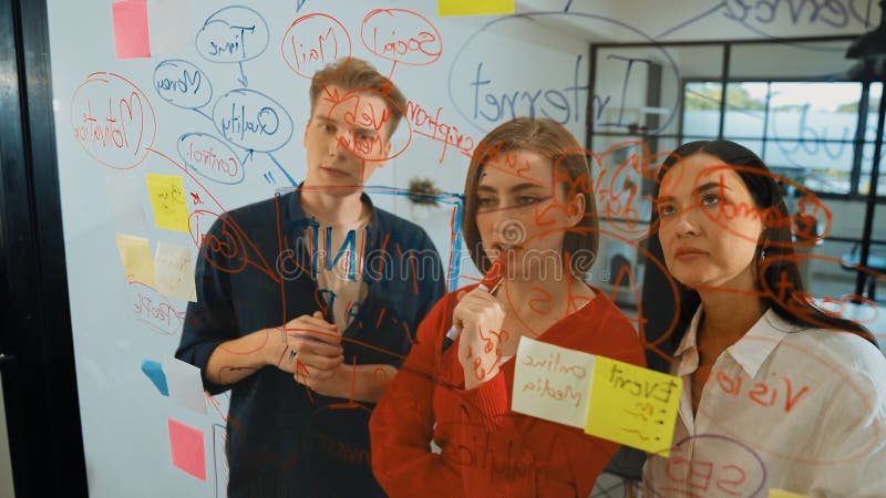 Business Team Brainstorming Idea by Using Colorful Sticky Note ...