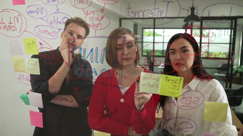 Business Team Brainstorming Idea by Using Colorful Sticky Note ...