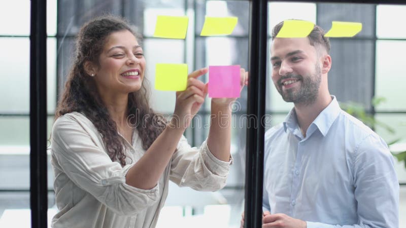 Young Creative Team Mind Mapping on Post it Notes Stock Footage - Video ...