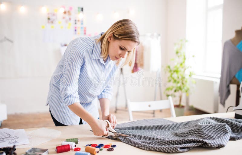 Young Creative Woman in a Studio, Startup Business. Stock Image - Image ...