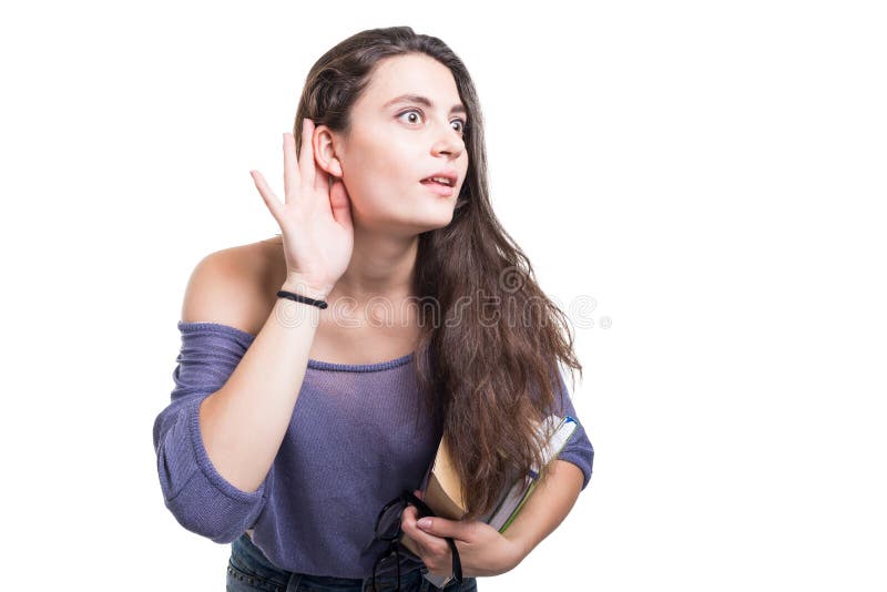 Young Curious Student Hearing about a Surprising Event Stock Photo ...