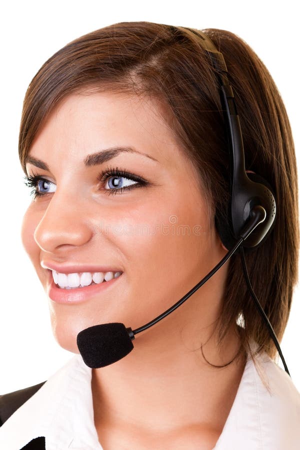 Young Customer Service Girl with Headset Stock Image - Image of hands ...