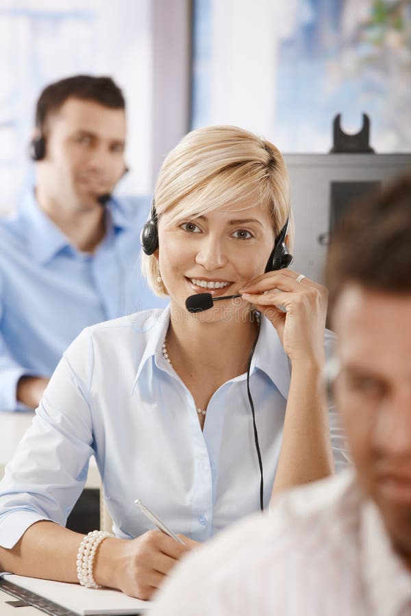Operator Talking on Headset Stock Photo - Image of crew, business: 29845724