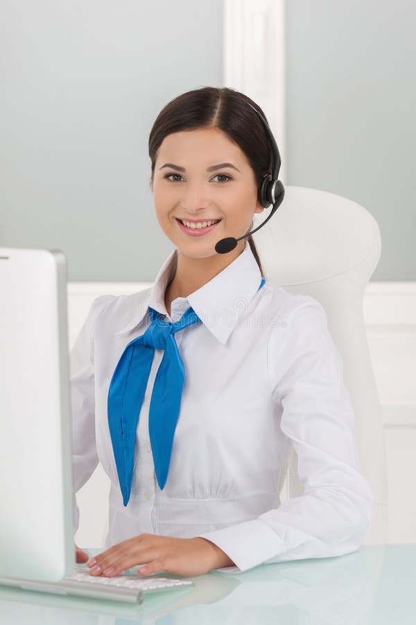 Smiling Customer Service Rep Stock Photo - Image of horizontal ...