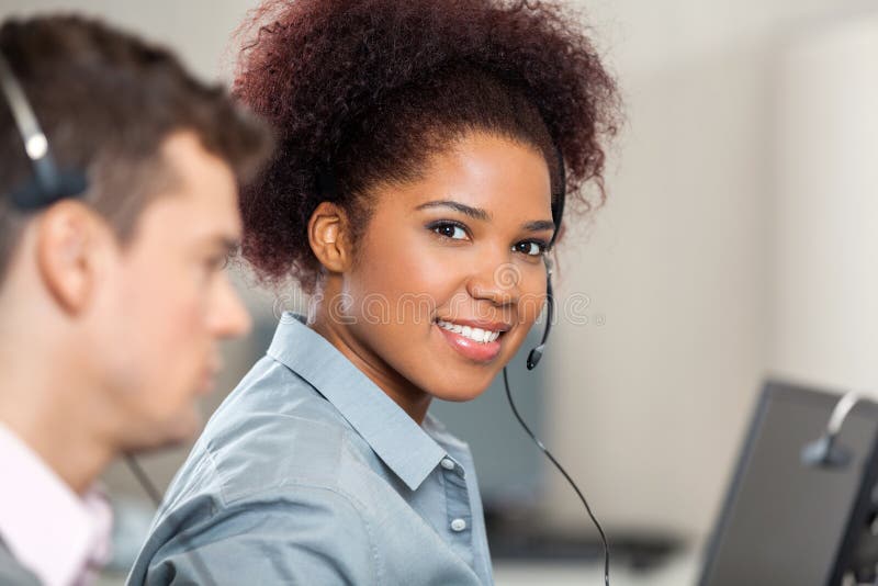 Young Customer Service Representative Working in Stock Image - Image of ...