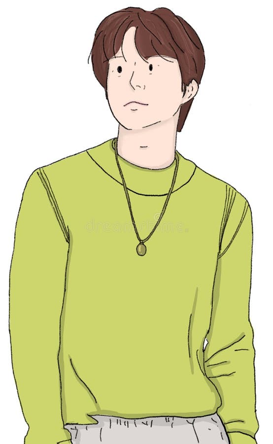 Young Cute Boy Portrait Simple Cartoon Style Organic Hand Drawn ...