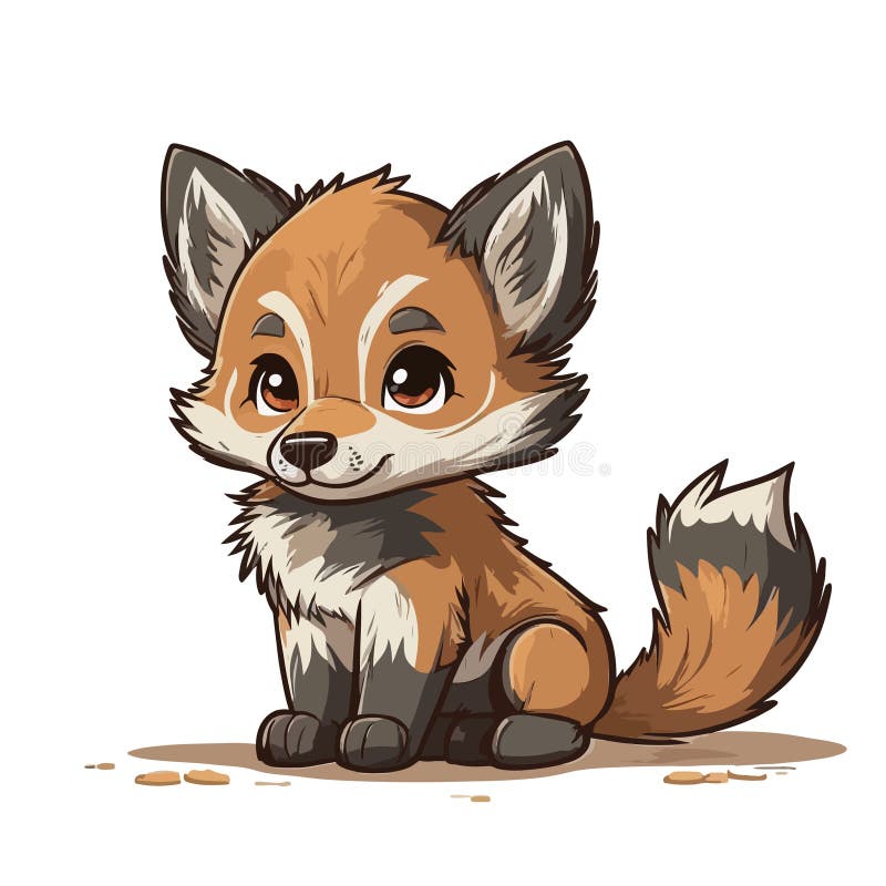 Young Cute Fox. Baby Fox. Vector Graphics. Illustration for a Child ...