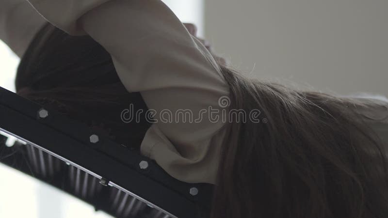 Girl Hang on the Machine for Pull Own Skeleton Stock Video - Video of ...