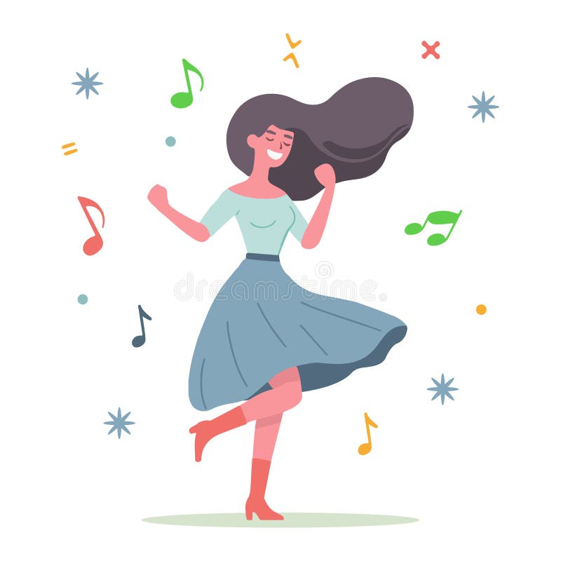 Young Cute Happy Dancing Girl Character Stock Vector - Illustration of ...