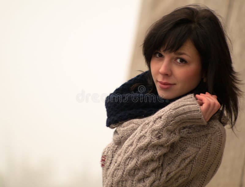 Young Cute Lady Dark Hair Waterfront Stock Photos - Free & Royalty-Free ...