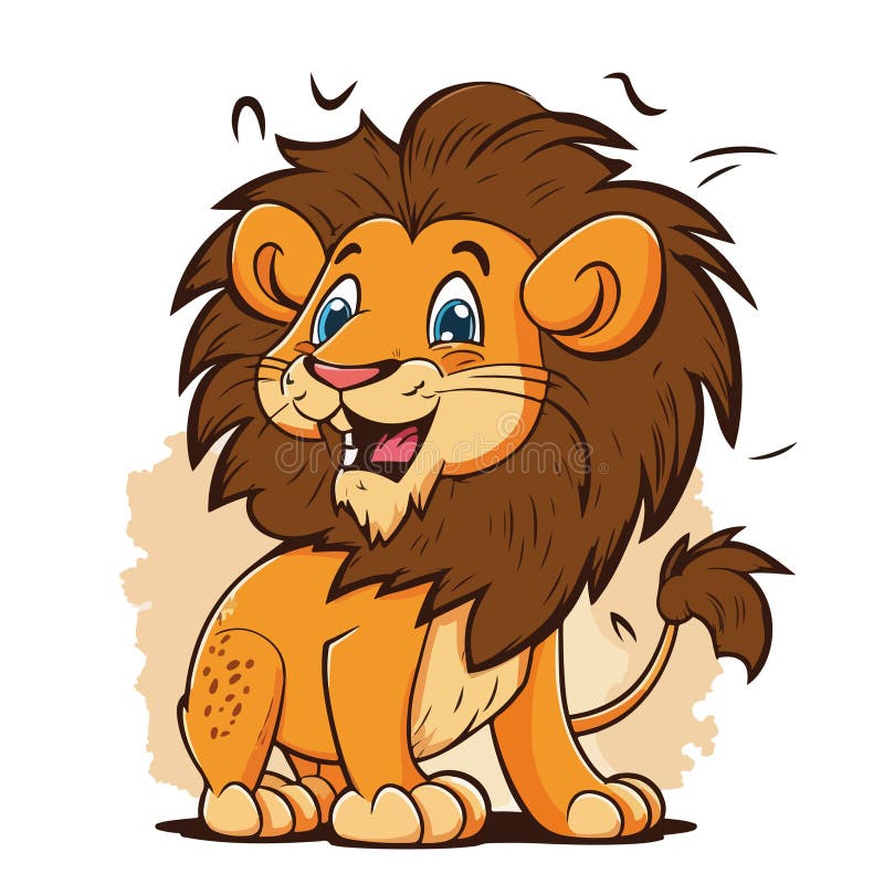 Young Cute Lion. Smiling Nice Animal. Stock Vector - Illustration of ...