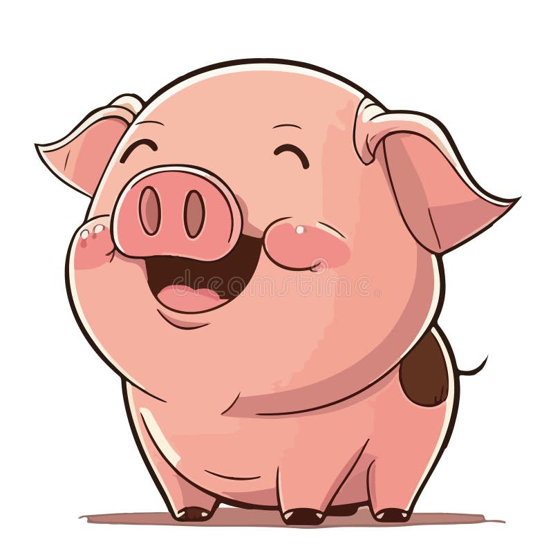 Young Cute Pig. Smiling Nice Animal. Stock Vector - Illustration of ...