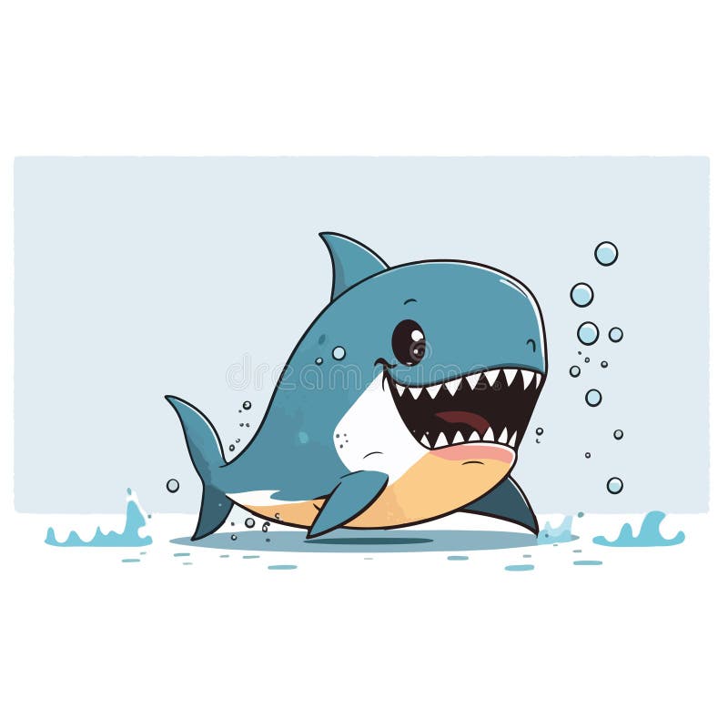 Young Cute Shark. Baby Shark. Vector Graphics. Illustration for a Child ...