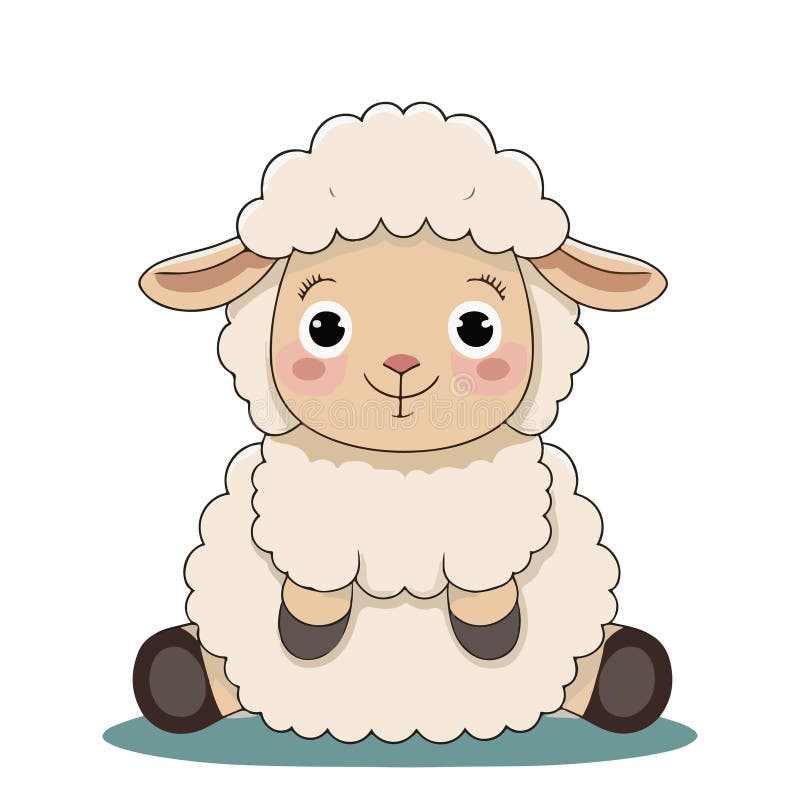 Young Cute Sheep. Smiling Nice Animal. Stock Vector - Illustration of ...