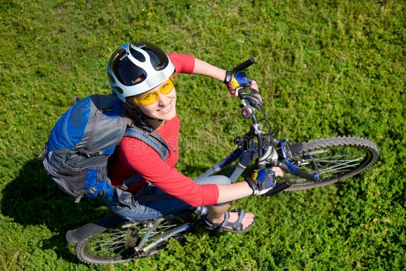 Young Cyclist on Green Grass Stock Image - Image of exercise, ride ...