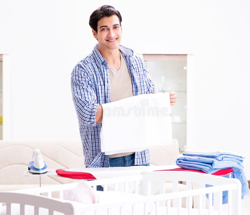 Young Dad Looking after Newborn Baby Stock Photo - Image of infant ...