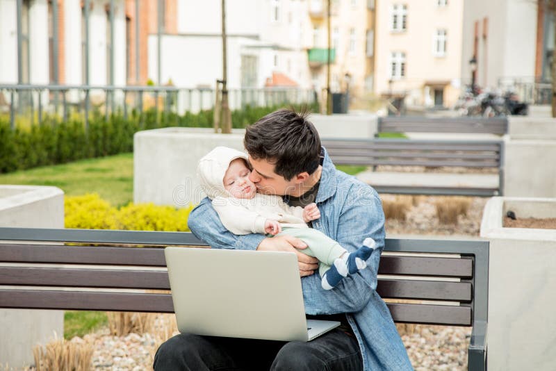 Young Dad and Son at Outdoor Stock Photo - Image of modern, baby: 114494356