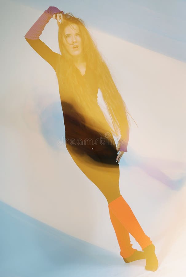 Young Dancer Woman with Long Hair Stock Image - Image of action ...