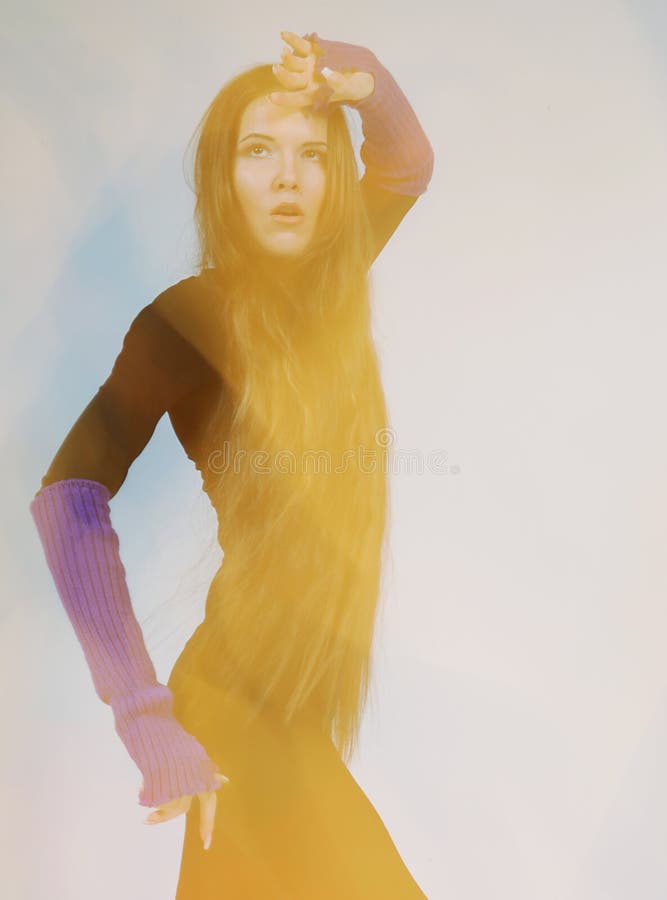 Young Dancer Woman with Long Hair Stock Photo - Image of artist, body ...