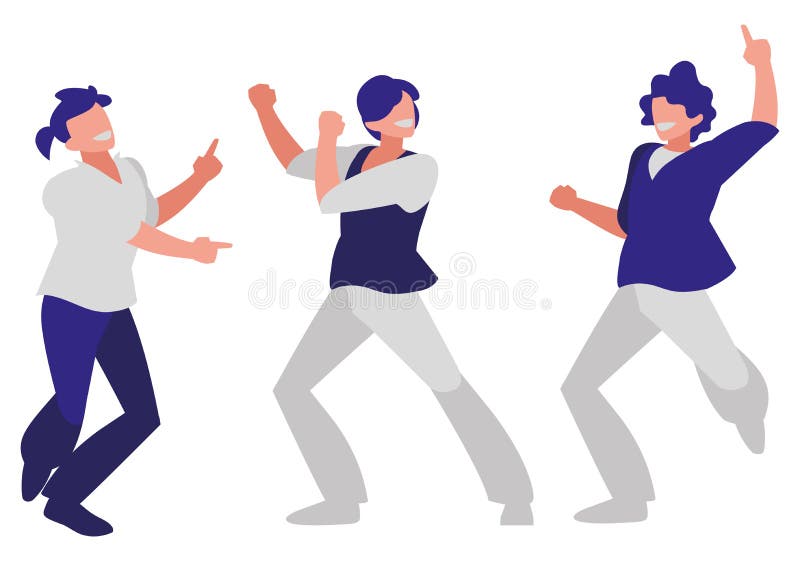 Young Dancers Group Disco Style Characters Stock Illustration ...
