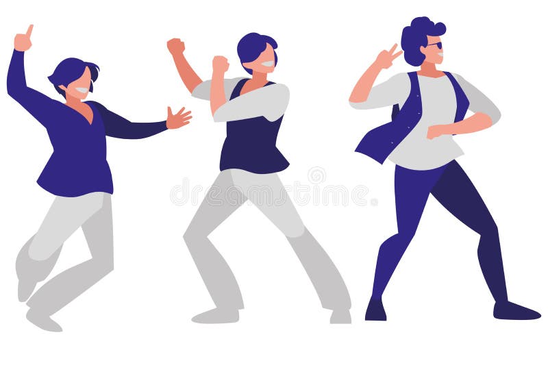 Young Dancers Group Disco Style Characters Stock Illustration ...