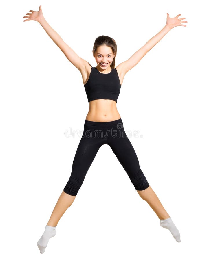 Young Dancing Girl Isolated Stock Image - Image of cheerful, acrobatic ...