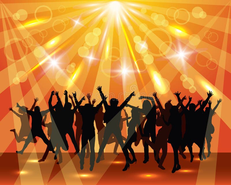 Young Dancing People on the Party. Sunny Background. Stock Vector ...